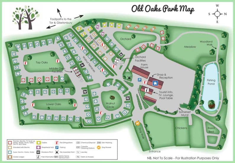 Holiday Park Map | Old Oaks Touring & Campsite In Somerset
